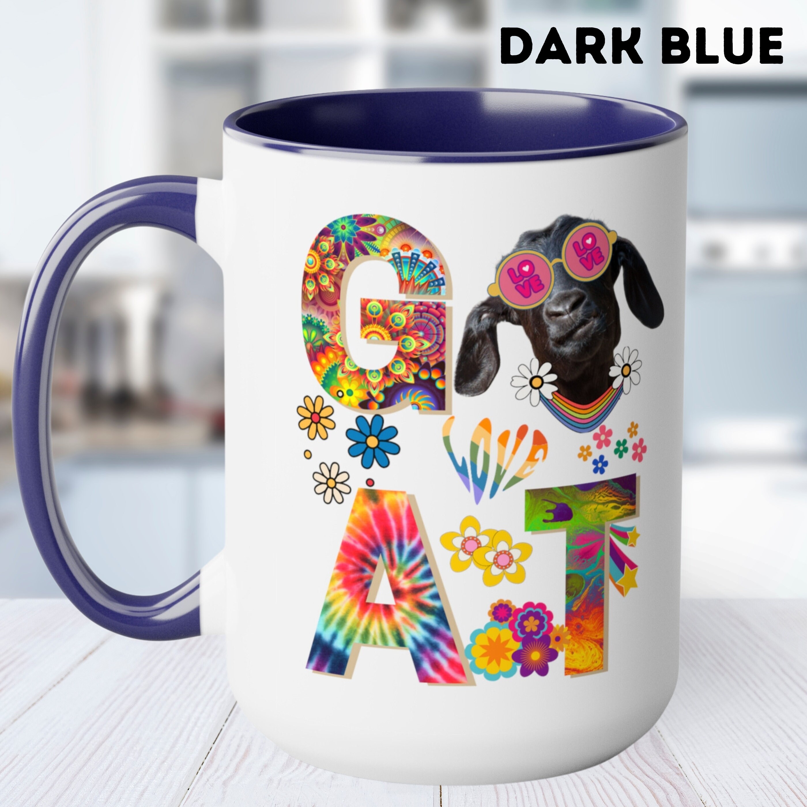 Hippie GOAT Greatest of All Time 15 Oz Accent Coffee Mug Nostalgic ...
