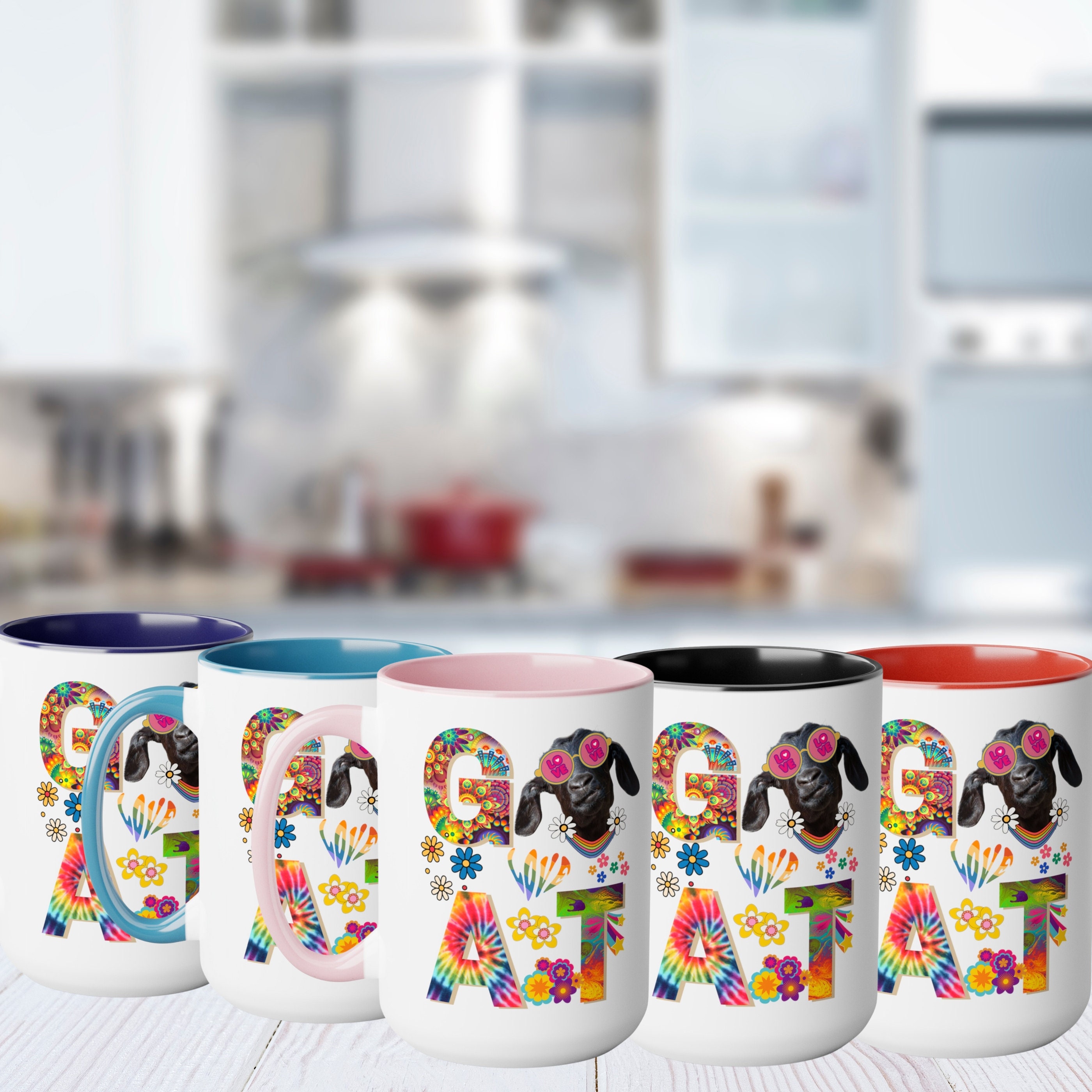 Hippie GOAT Greatest of All Time 15 Oz Accent Coffee Mug Nostalgic ...