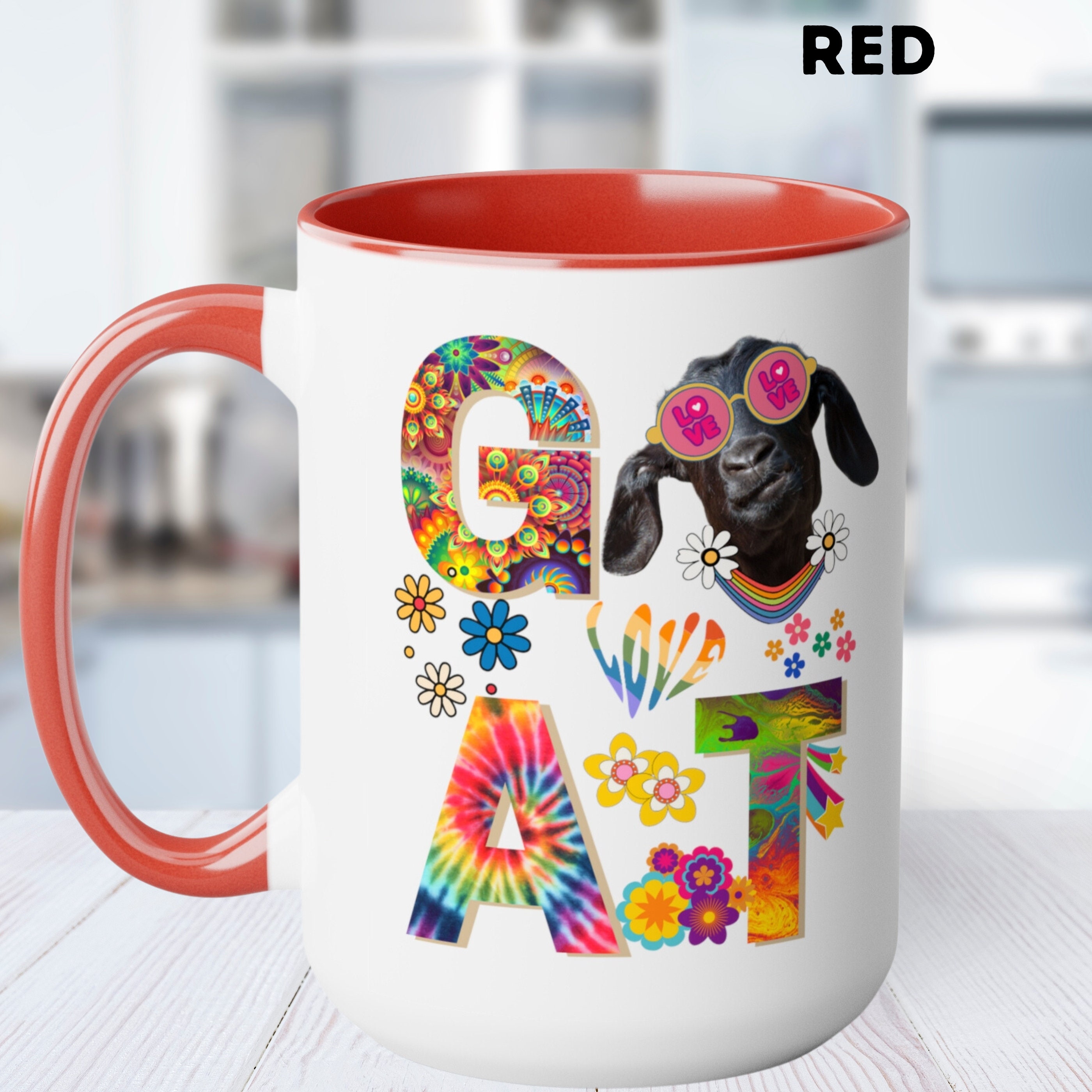 Hippie GOAT Greatest of All Time 15 Oz Accent Coffee Mug Nostalgic ...