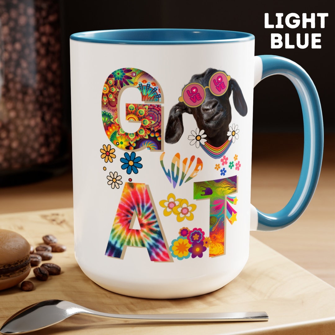 Hippie GOAT Greatest of All Time 15 Oz Accent Coffee Mug Nostalgic ...