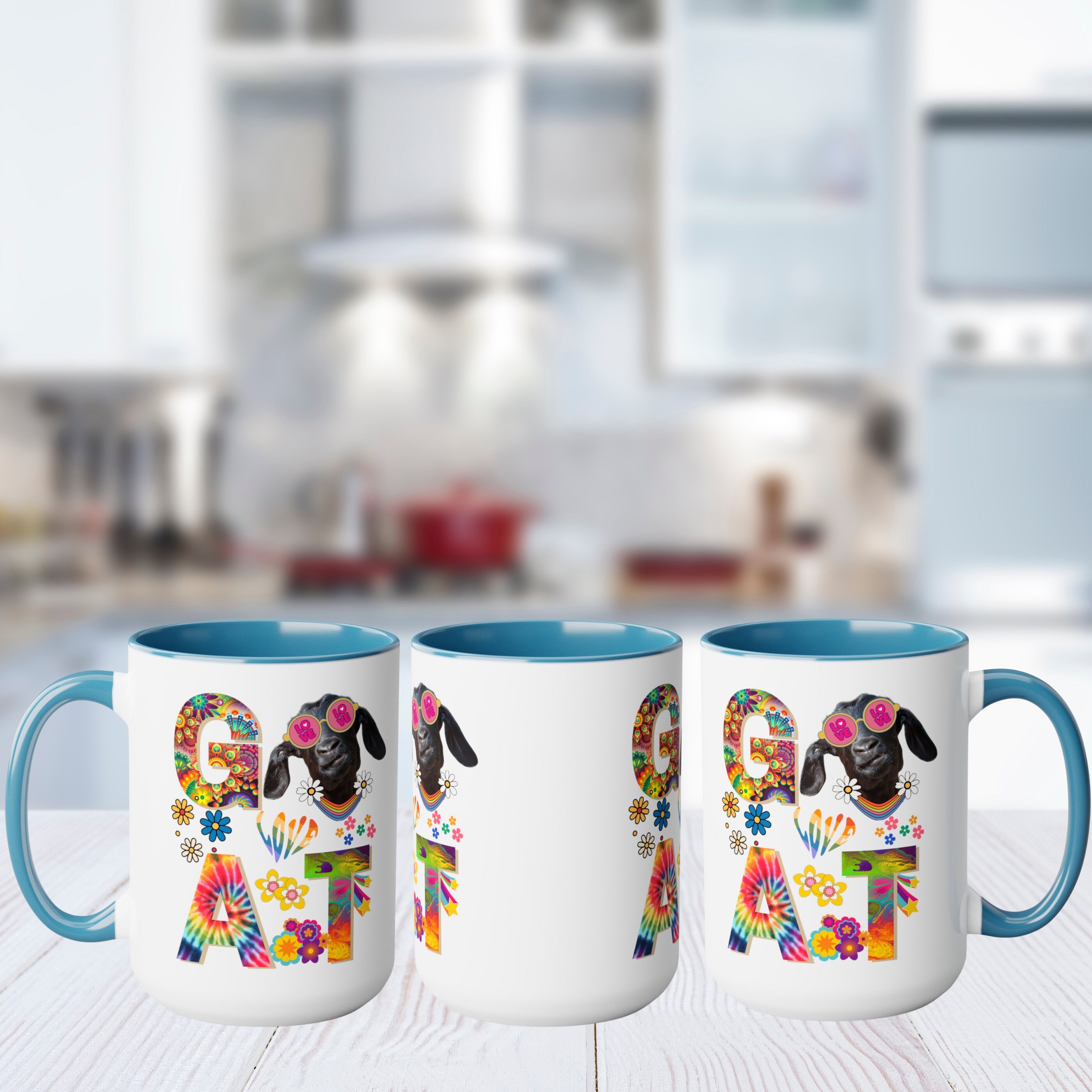 Hippie GOAT Greatest of All Time 15 Oz Accent Coffee Mug Nostalgic ...