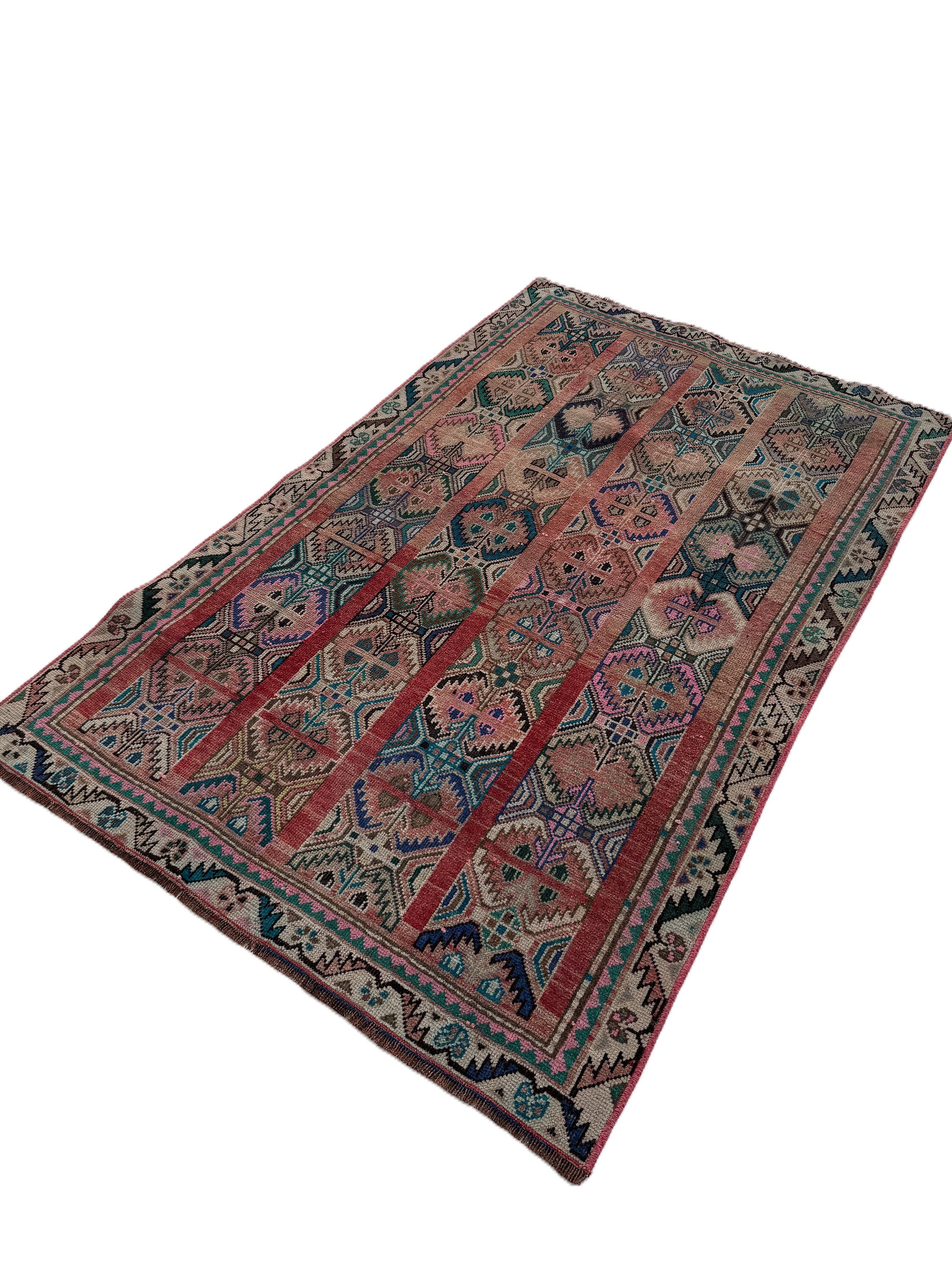 3x5 Colorful Vintage Rug, 3x5 Turkish Bohemian Rug, 3x5 Vintage Soft ...