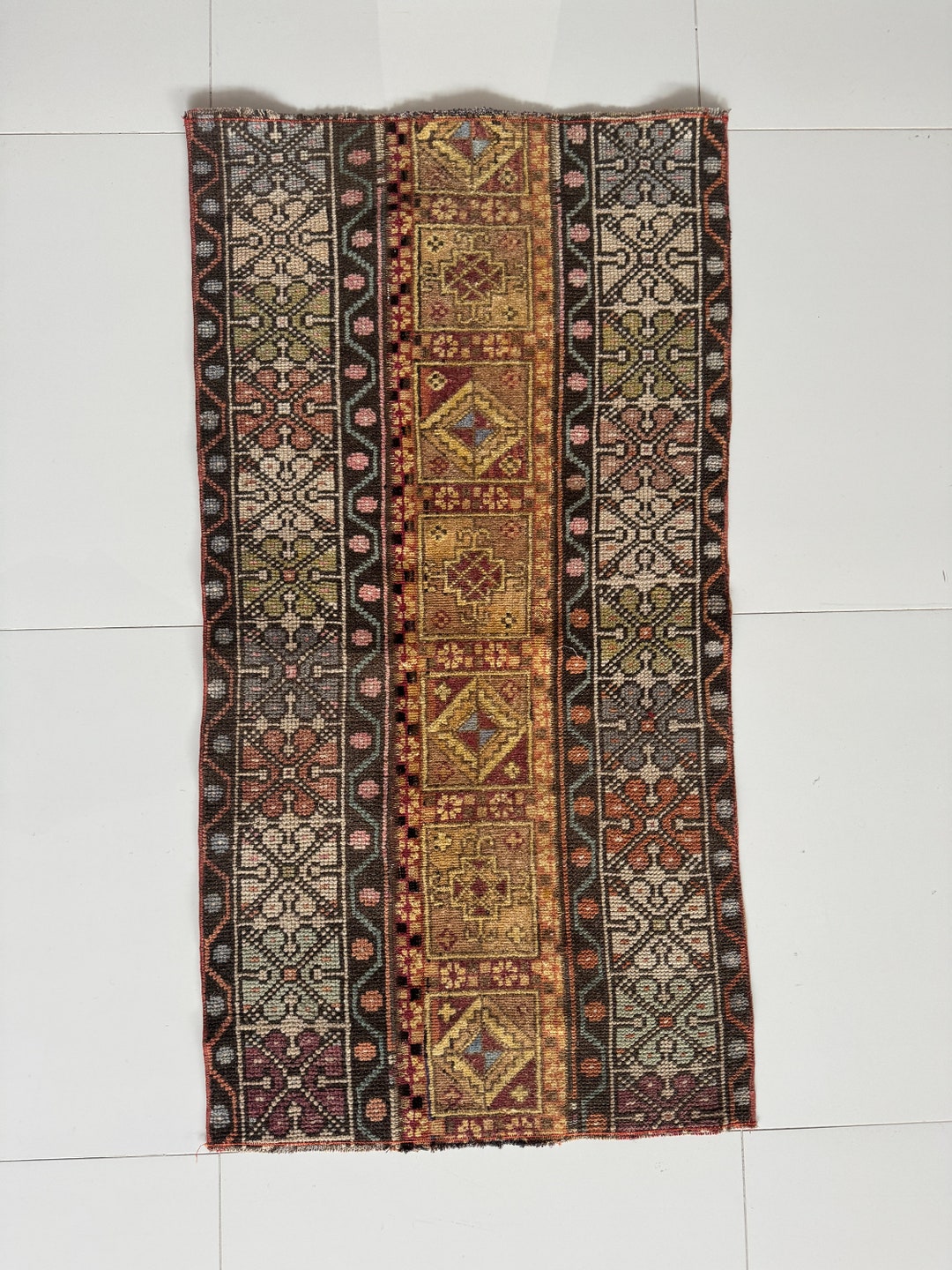 2x4 Bohemian Vintage Rug, 2x4 Feet Turkish Rug, 2x4 Colorful Wool Rug ...