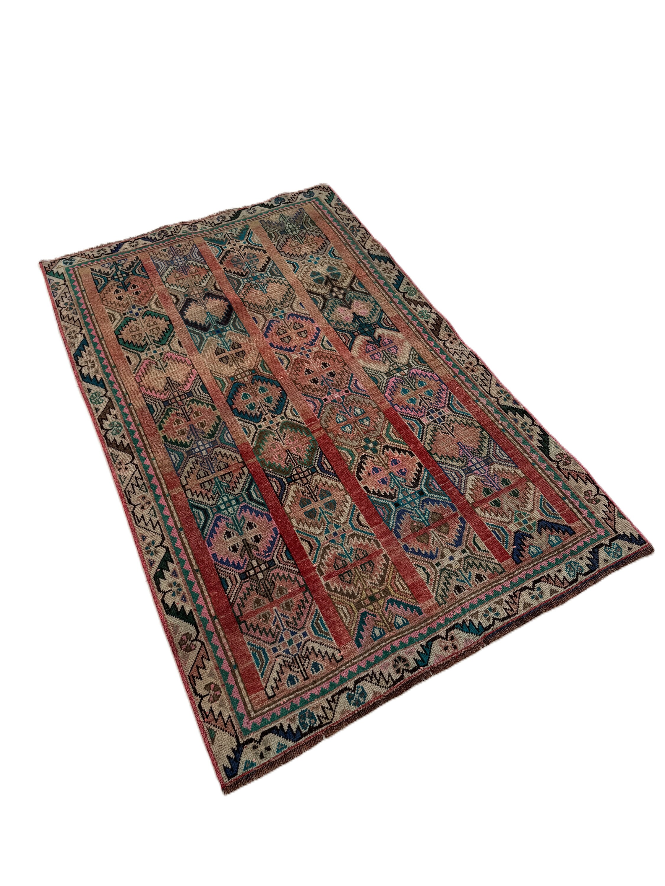 3x5 Colorful Vintage Rug, 3x5 Turkish Bohemian Rug, 3x5 Vintage Soft ...