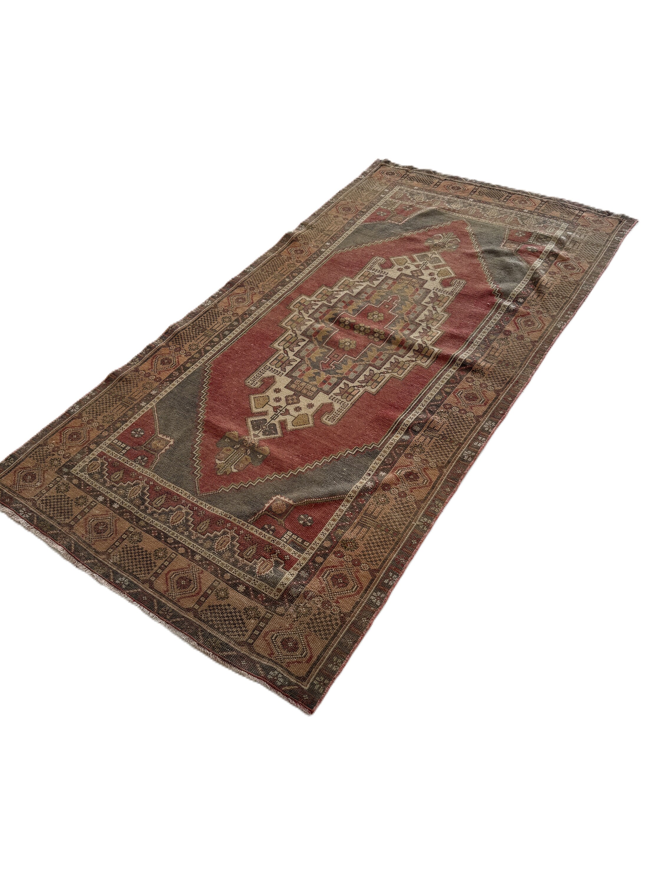 4x8 Feet Oushak Area Rug, 4x8 Red Beige Vintage Rug, Hand Knotted Soft ...