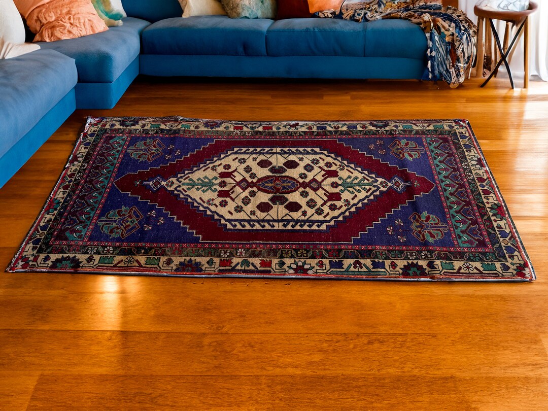 3x7 Oushak Area Rug, 3x7 Vintage Rug, 3x7 Soft Wool Turkish Rug, Hand ...
