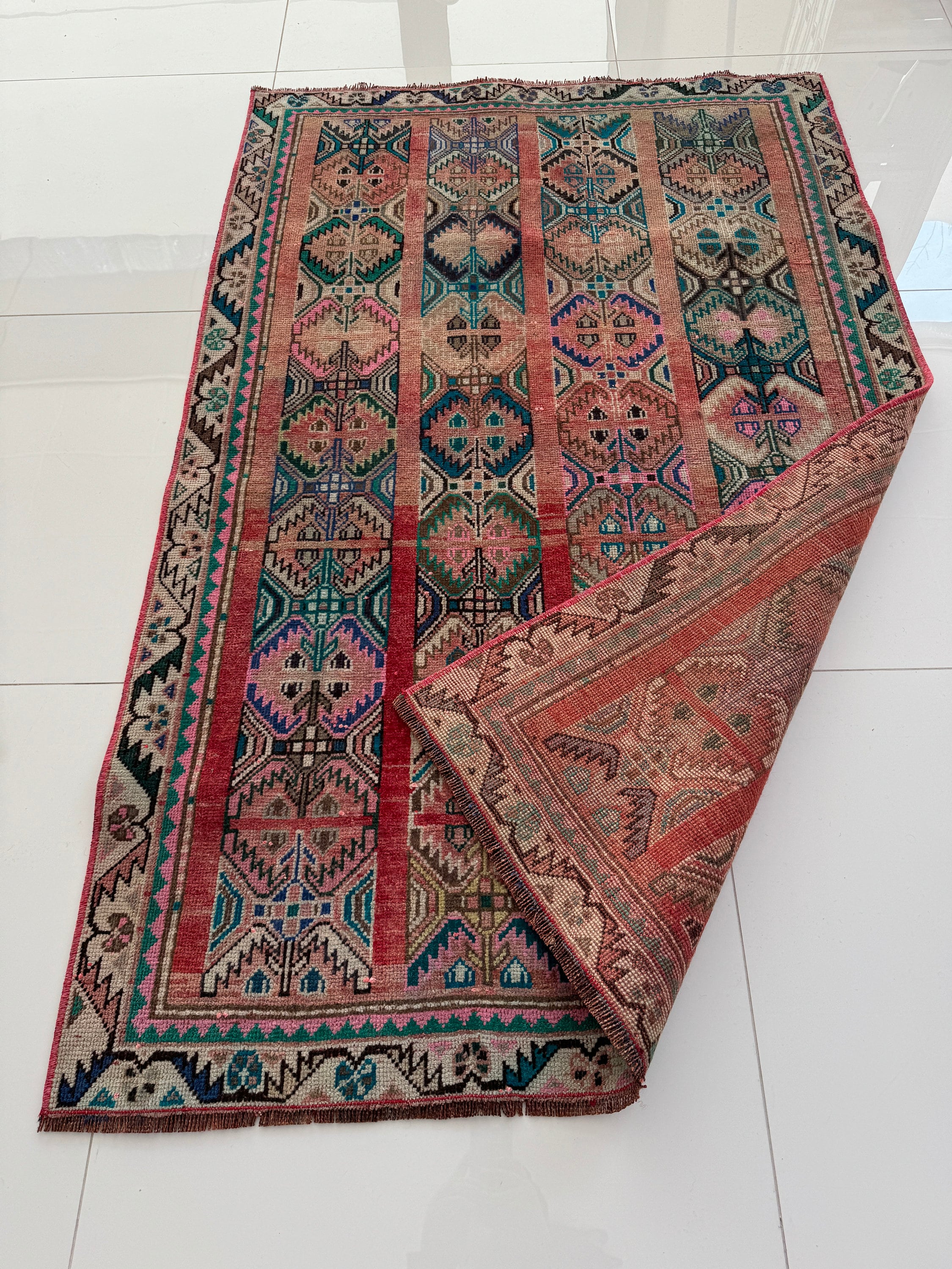 3x5 Colorful Vintage Rug, 3x5 Turkish Bohemian Rug, 3x5 Vintage Soft ...