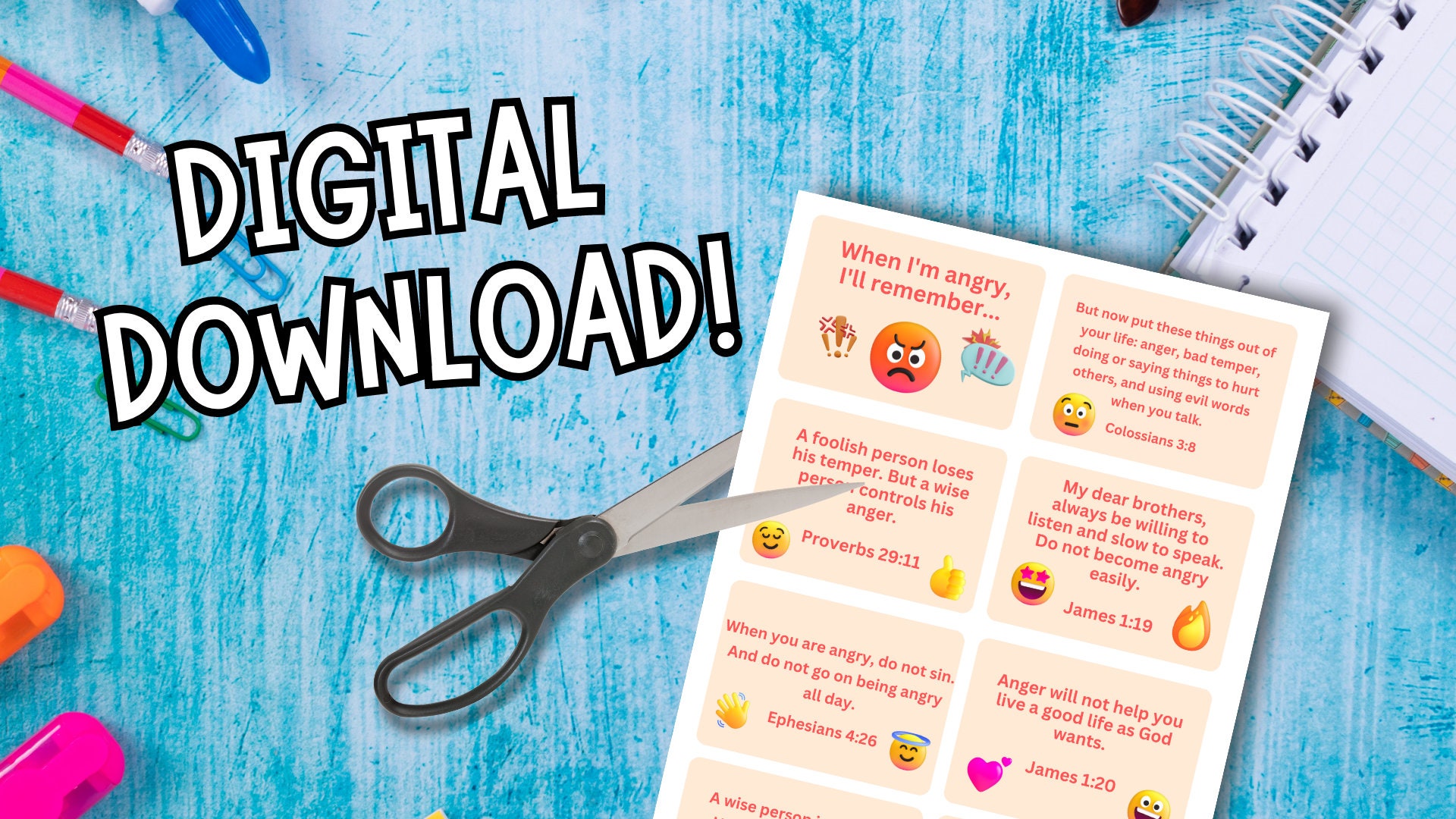 Anger Flashcards for Kids | Bible Verses for Dealing With Anger ...