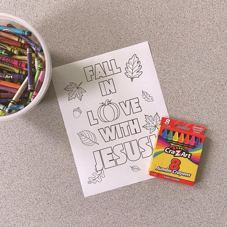 Christian Kid's Activity | Fall in Love With Jesus Coloring Sheet ...