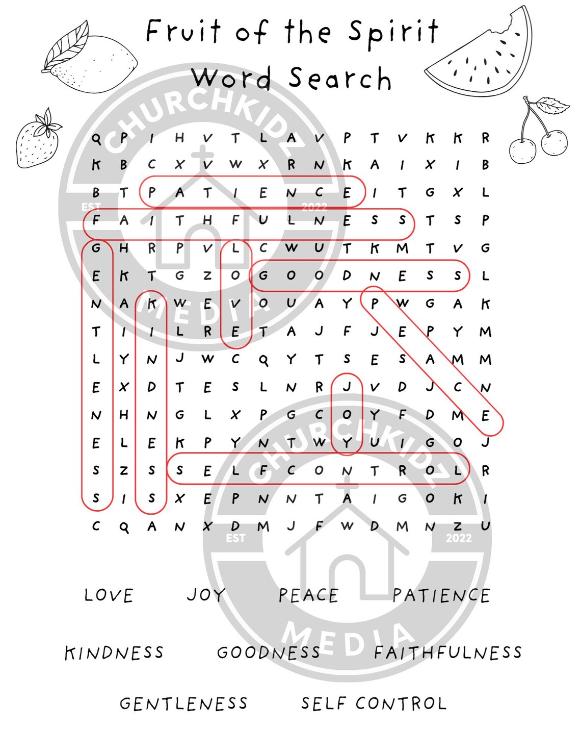 Fruit of the Spirit Coloring Sheet & Word Search | Christian Sunday ...