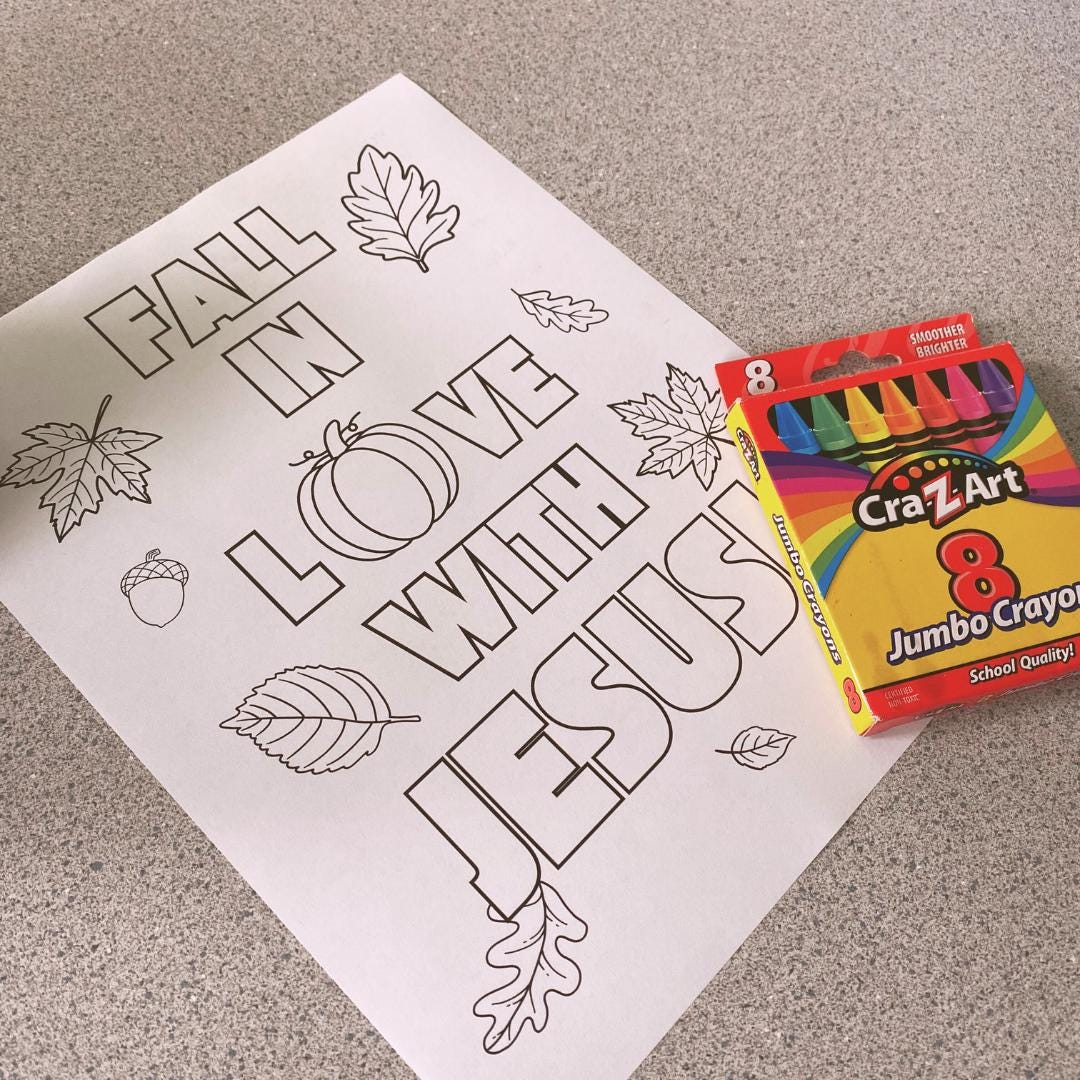 Christian Kid's Activity | Fall in Love With Jesus Coloring Sheet ...