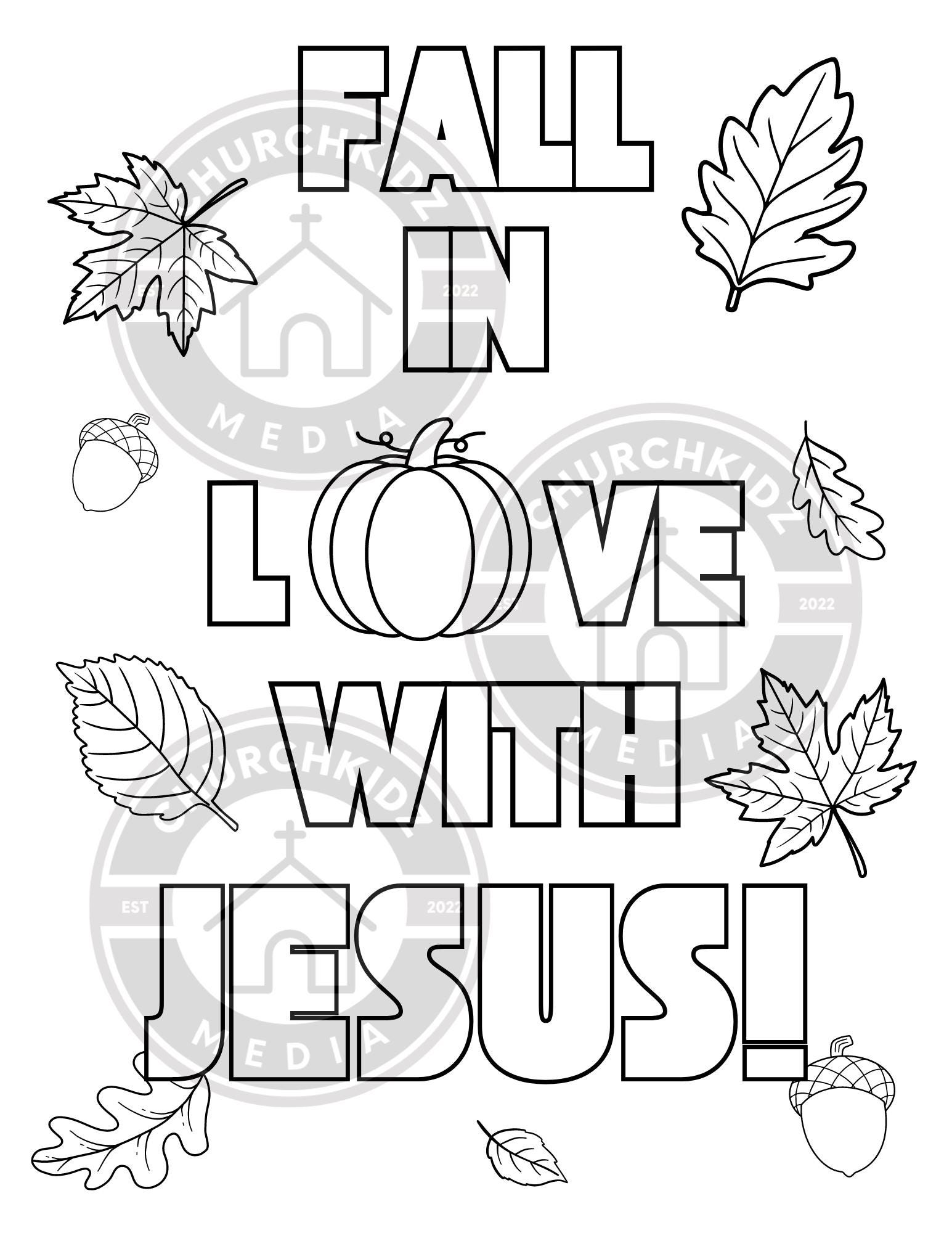 Christian Kid's Activity | Fall in Love With Jesus Coloring Sheet ...