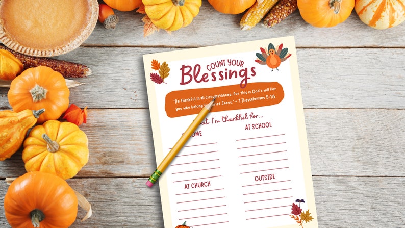 Christian Kids Thanksgiving Activity Sheet - Count Your Blessings ...