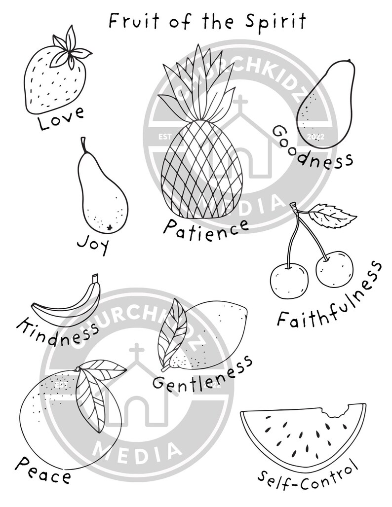 Fruit of the Spirit Coloring Sheet & Word Search | Christian Sunday ...