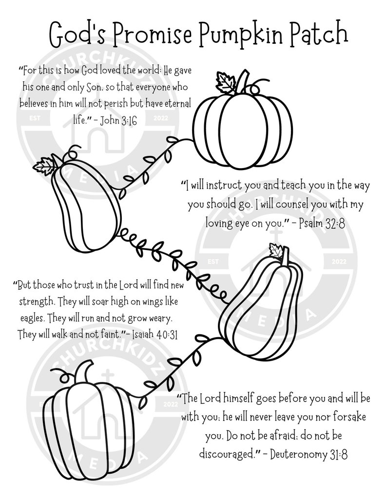Christian Kid's Activity | God's Promise Pumpkin Patch Coloring Sheet ...
