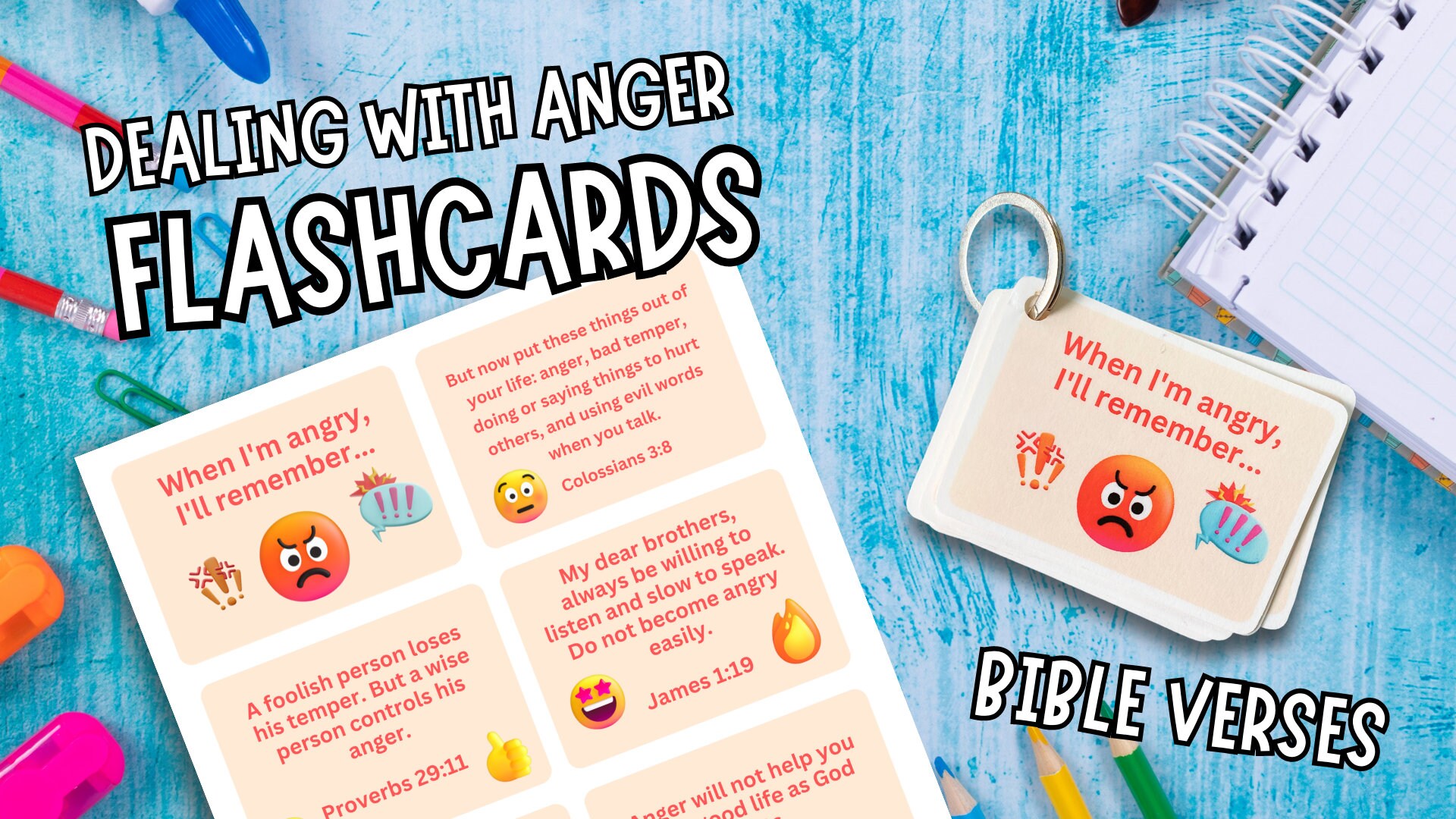 Anger Flashcards for Kids | Bible Verses for Dealing With Anger ...