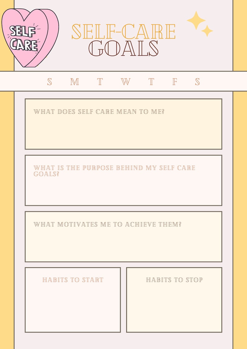 Self-care Goal Planner Printable Self-love Goal Journal - Etsy