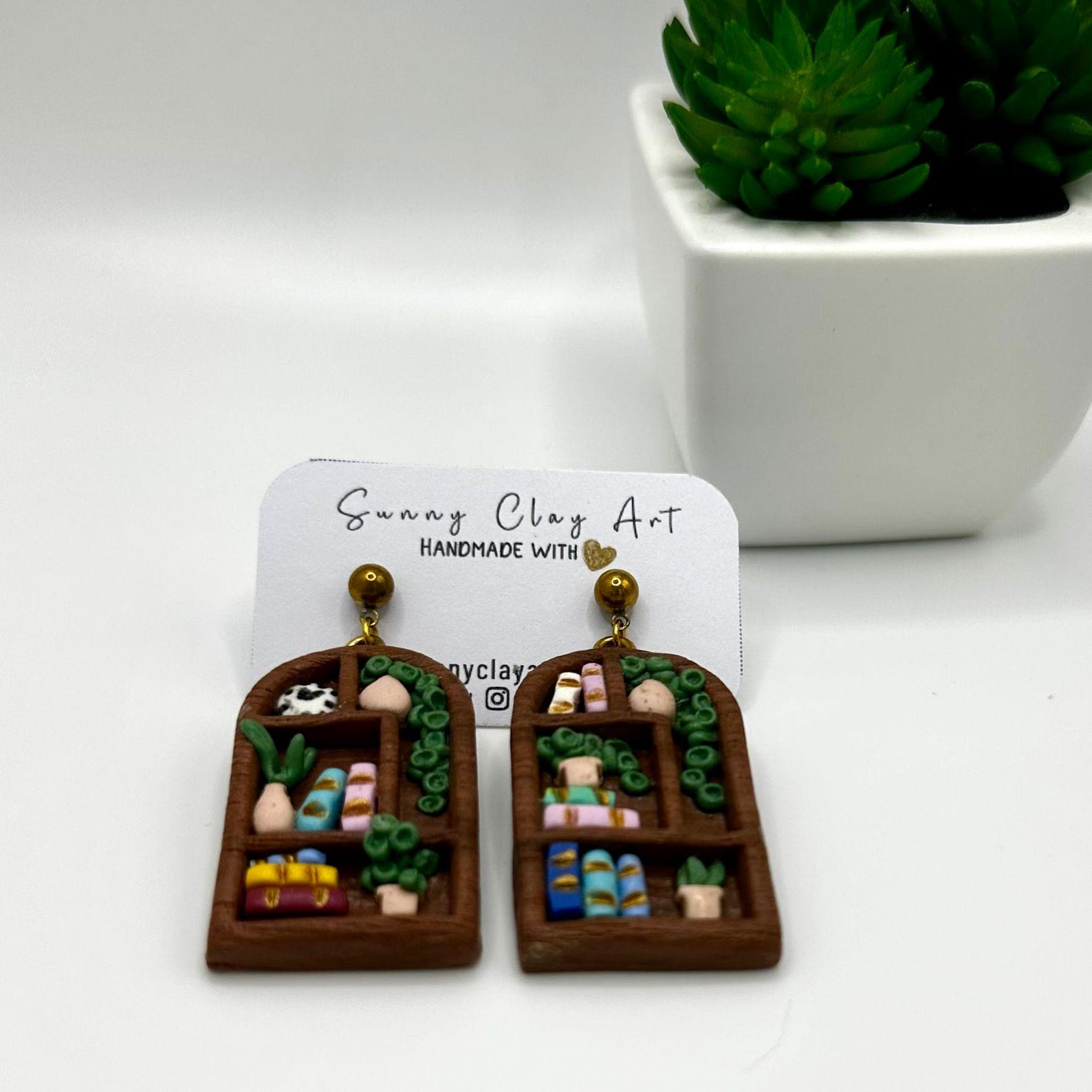 Miniature Bookshelf Earrings, Library Mini Shelf Earrings, Literary ...
