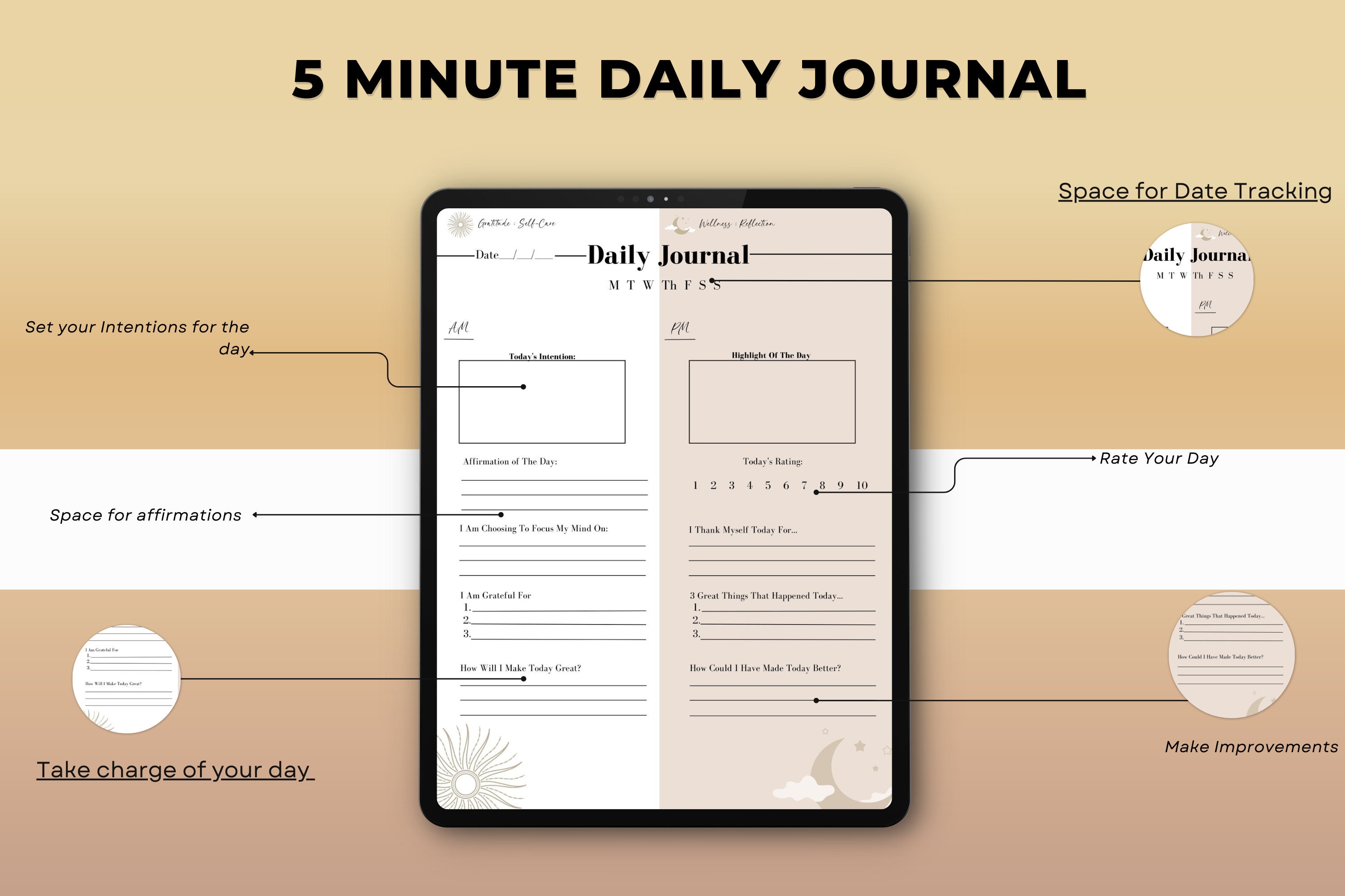 Five Minute Journal | Digital Morning Journal | Digital Evening Journal ...