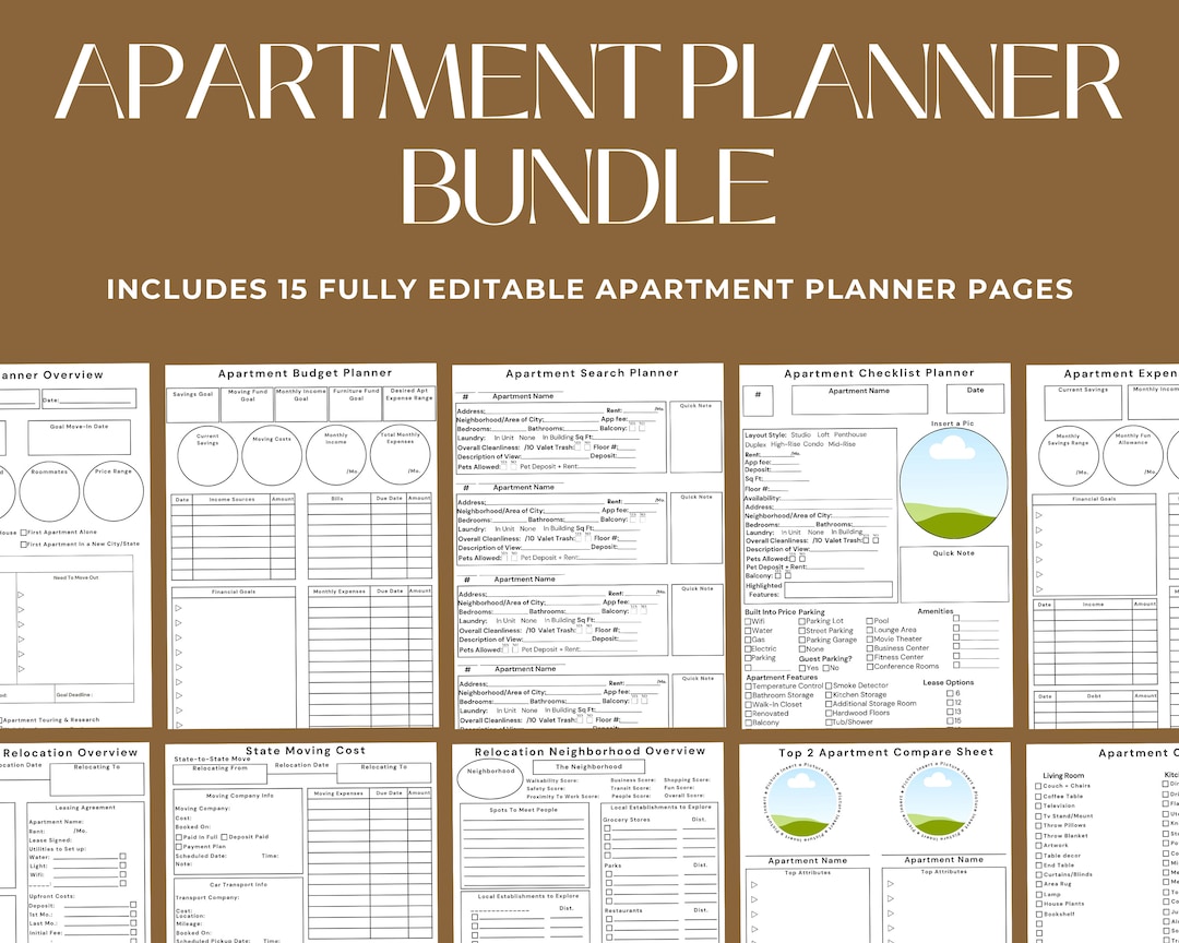 First Apartment Planner Moving Checklist New Home Budget Planner Bundle ...