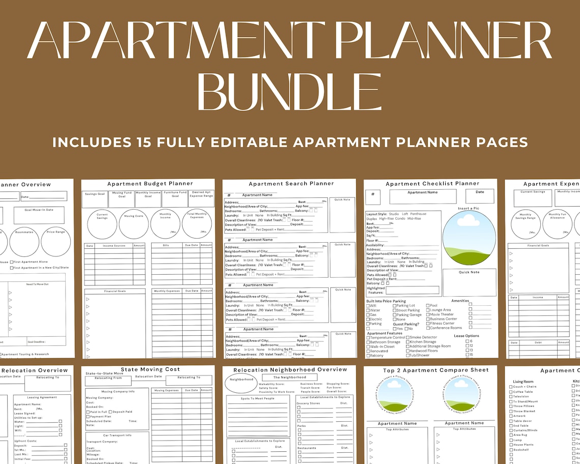 First Apartment Planner Moving Checklist New Home Budget Planner Bundle ...