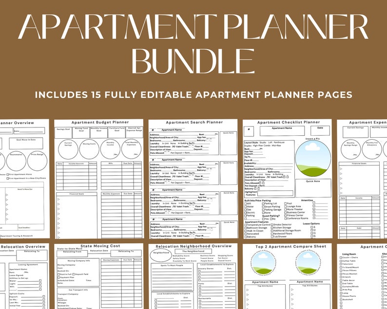 First Apartment Planner Moving Checklist New Home Budget Planner Bundle ...
