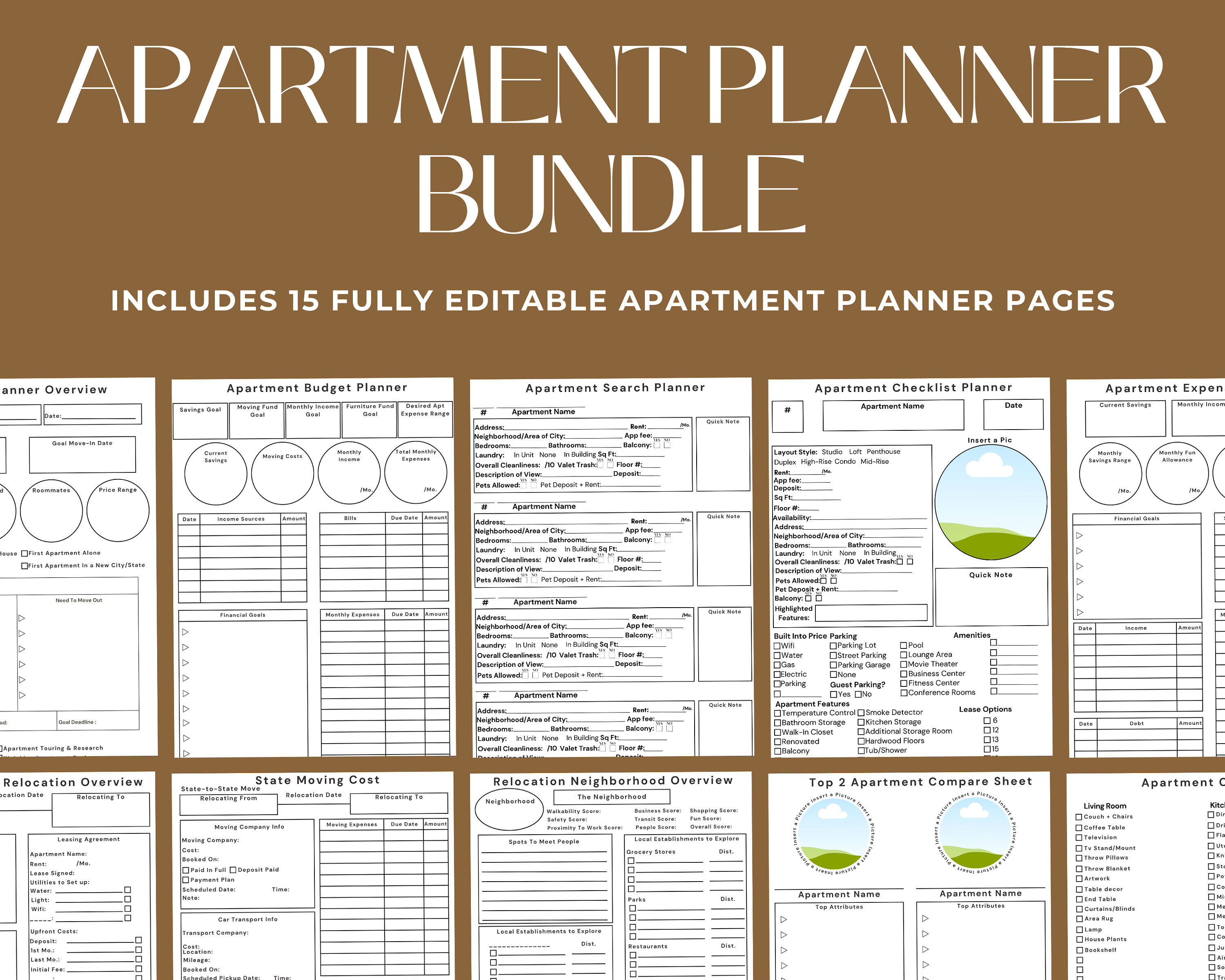 First Apartment Planner Moving Checklist New Home Budget Planner Bundle ...