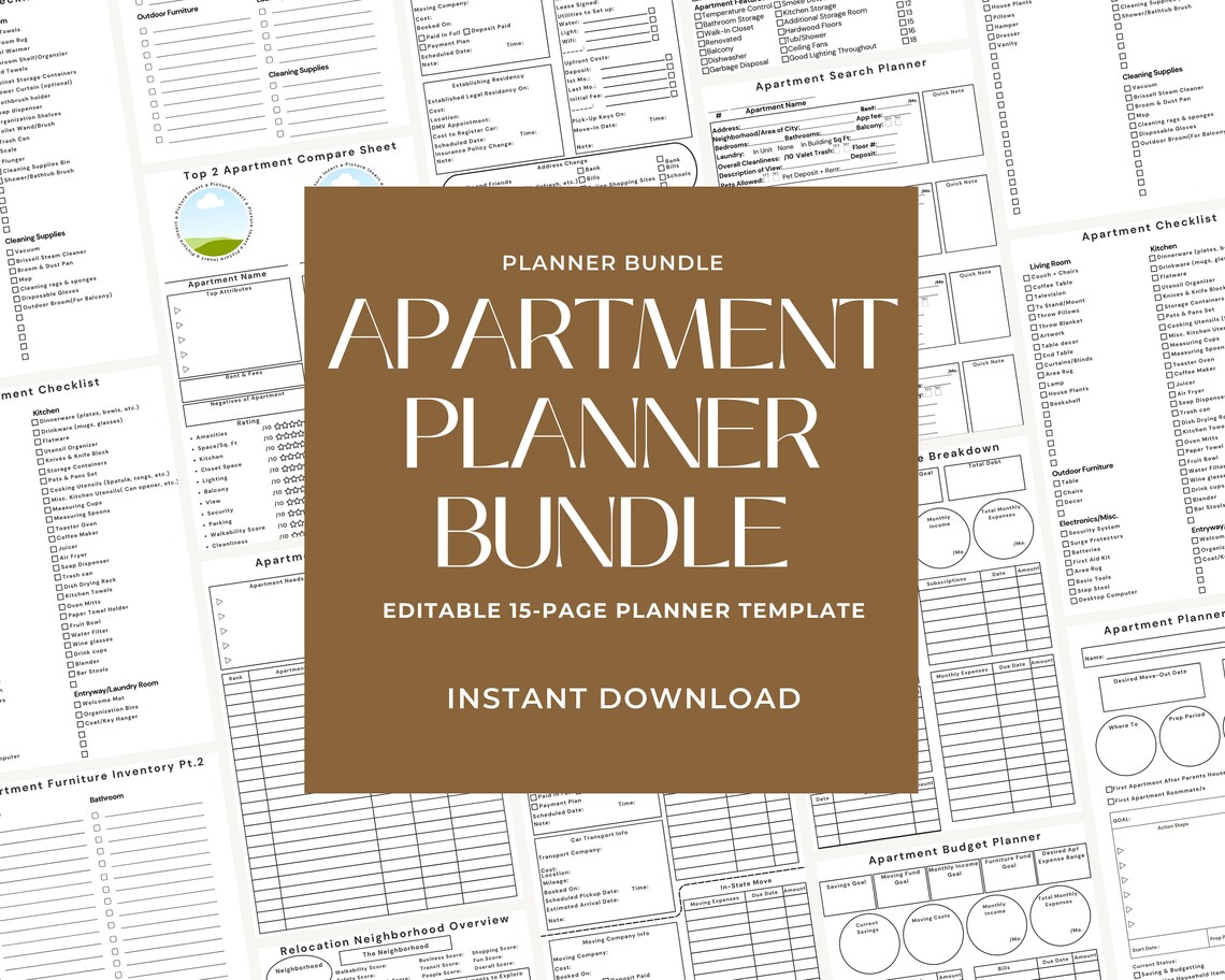 First Apartment Planner Moving Checklist New Home Budget Planner Bundle ...