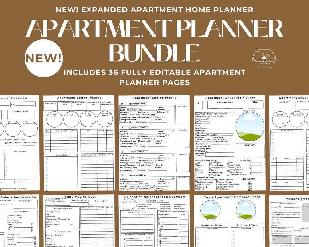First Apartment Planner Moving Checklist New Home Budget Planner Bundle ...
