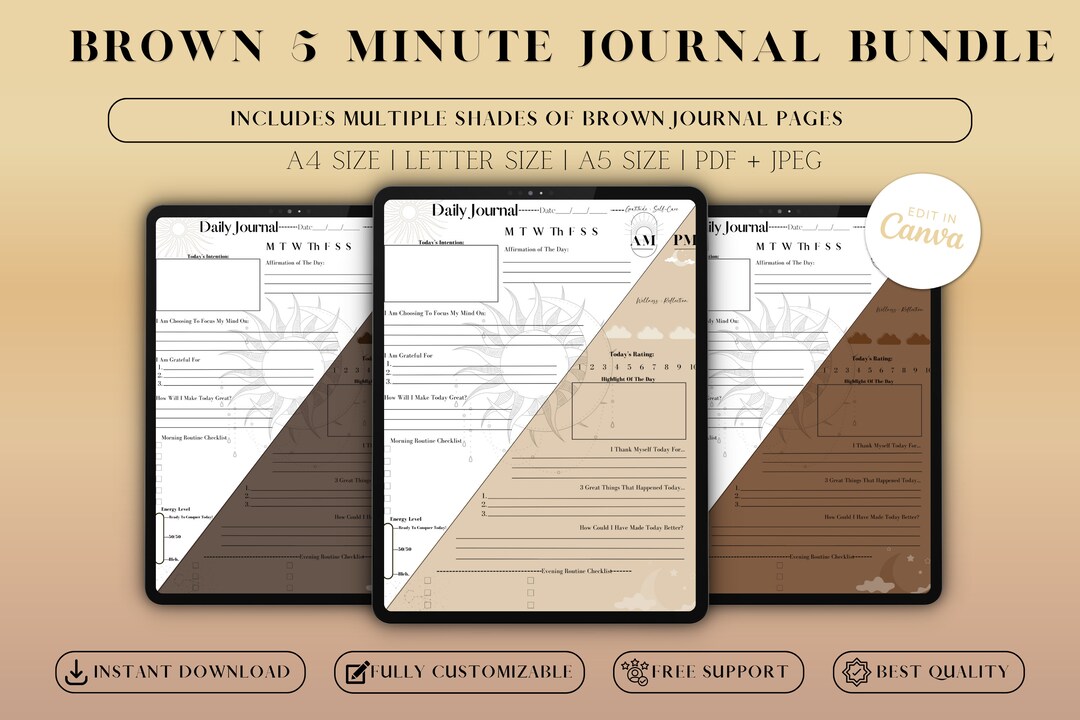 Five Minute Journal | Digital Morning Journal | Digital Evening Journal ...