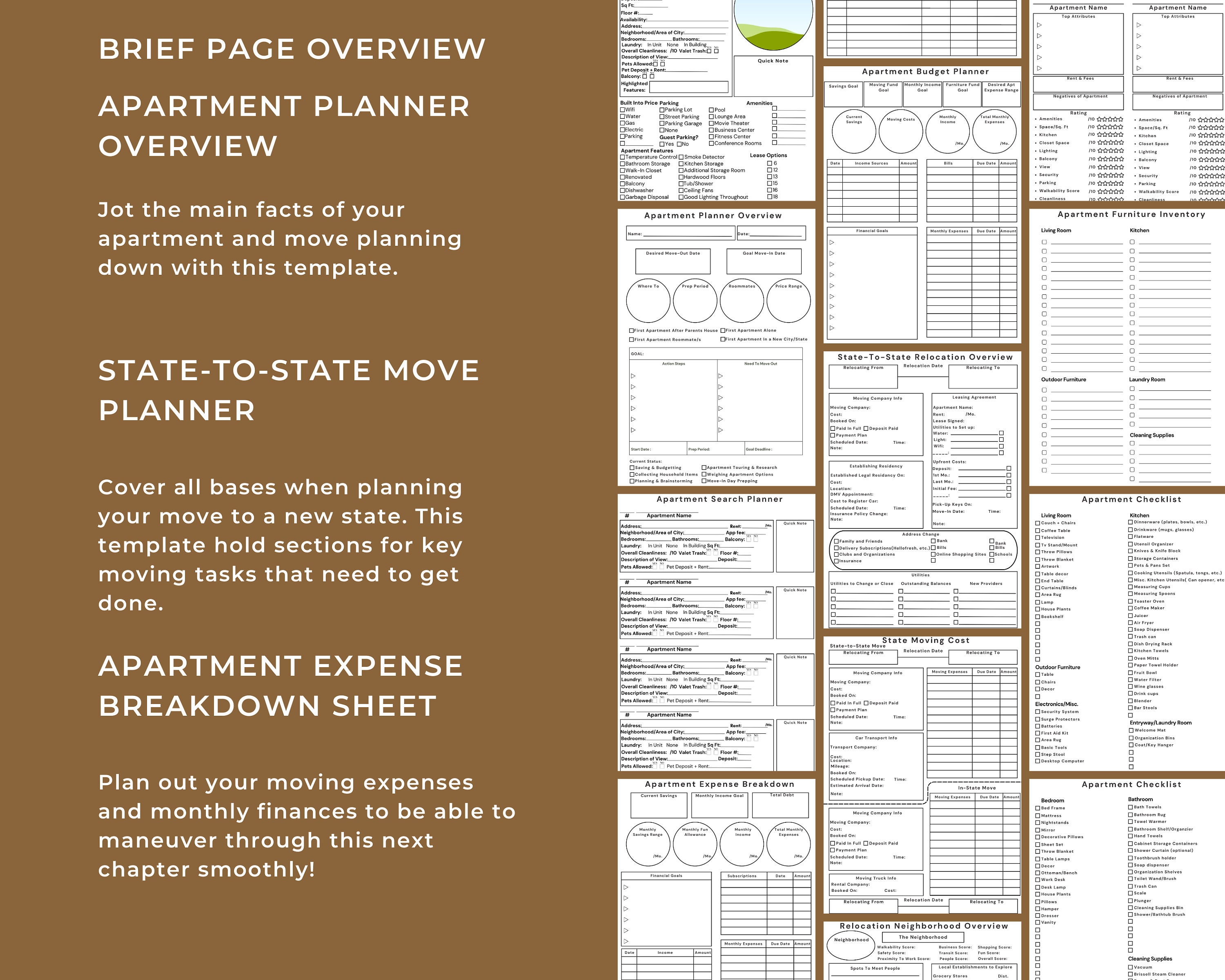 First Apartment Planner Moving Checklist New Home Budget Planner Bundle ...