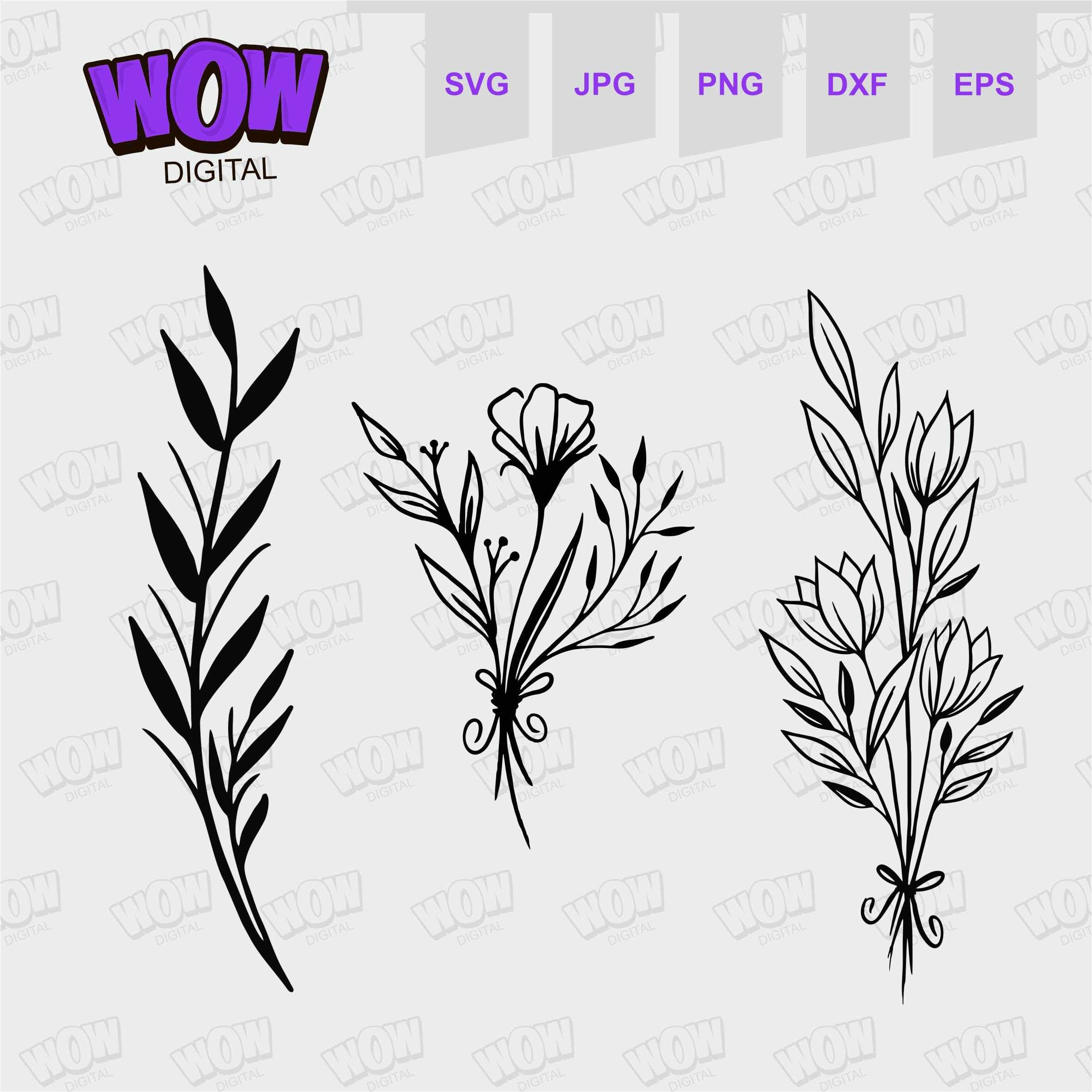 Flower Bouquet Svg, Flower Svg Bundle, Botanical Svg, Bouquet Svg ...