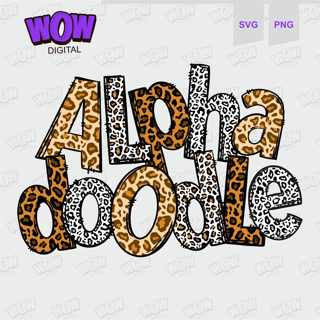 Leopard Print Doodle Alphabet Letters PNG Bundle, Alphabet PNG ...