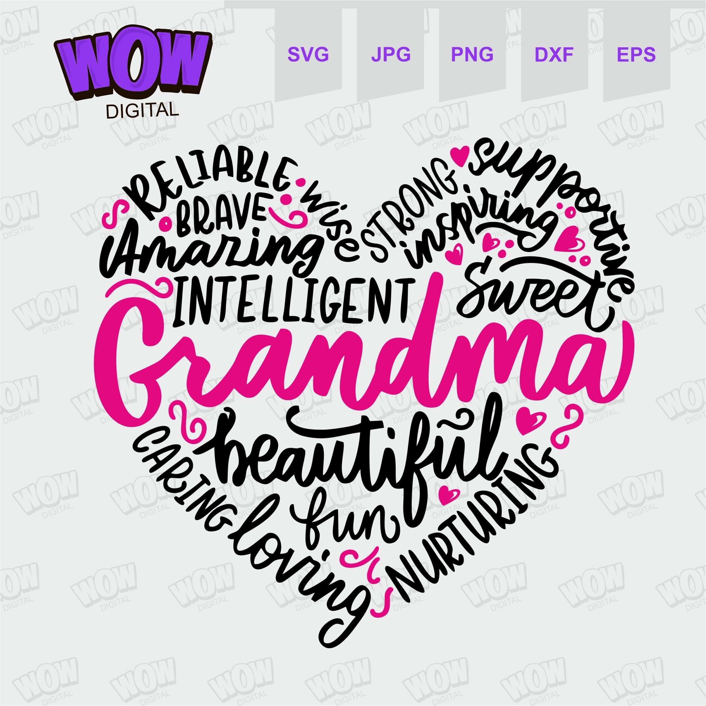 Grandma Svg Cut File for Cricut Silhouette Cameo, Grandma Heart Svg ...