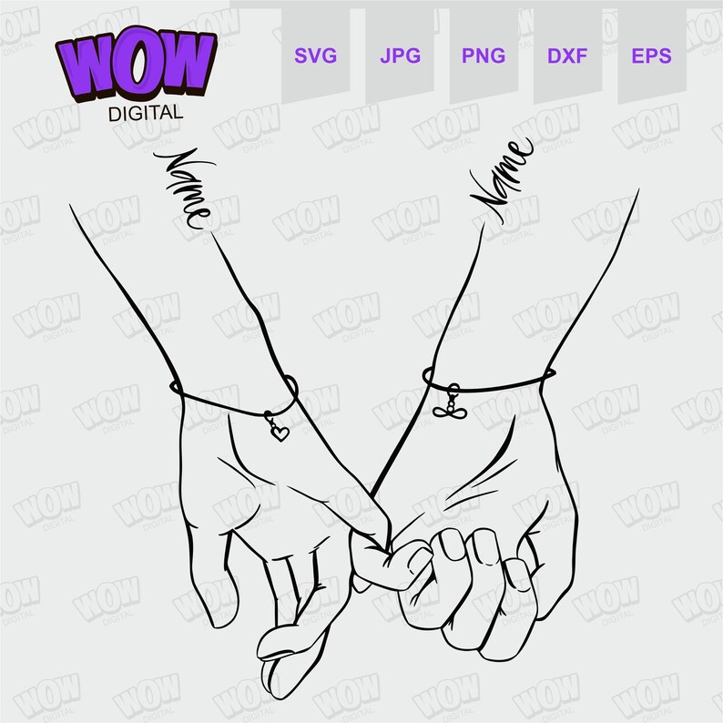 Holding Hands SVG, Pinky Hold PNG, Add Names & Dates SVG Cute File ...