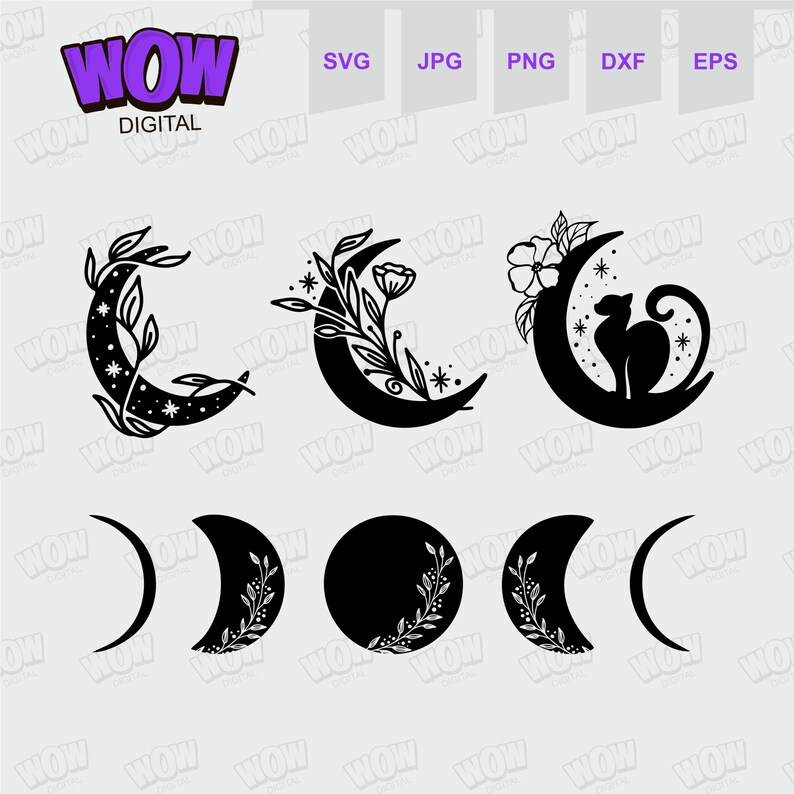 Mystical Svg Moon Svg Moon Cat Svg Celestial Svg Bundle - Etsy