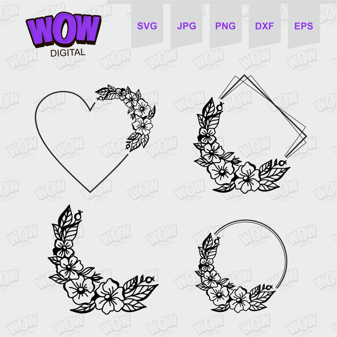 Circle Frame Svg, Floral Monogram Svg, Floral Circle Svg, Circle Wreath Svg, Digital Download - Etsy
