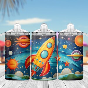 Outer Space 12oz Kids Flip Top Sippy Cup Tumbler Wrap Childrens Space ...