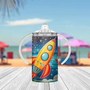 Outer Space 12oz Kids Flip Top Sippy Cup Tumbler Wrap Childrens Space ...
