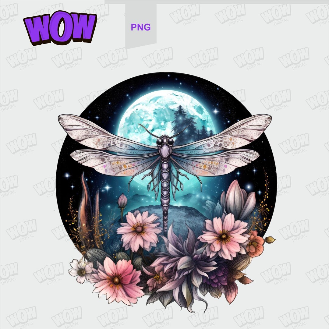 Dragonfly Moon Celestial Earth PNG Digital Download - Etsy