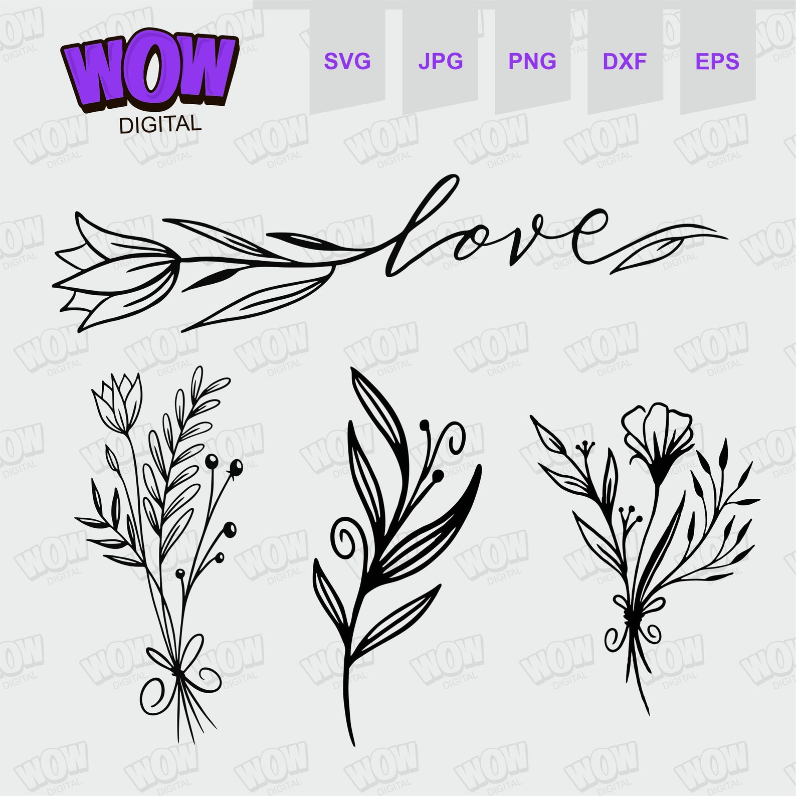 Flower Bouquet Svg Flower Svg Bundle Botanical Svg Bouquet - Etsy