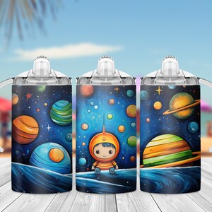Outer Space 12oz Kids Flip Top Sippy Cup Tumbler Wrap Childrens Space ...