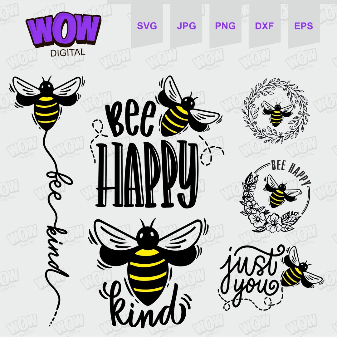 Bee Happy Svg, Bee Kind Svg, Bee Svg Bundle, Kindness Svg File for ...