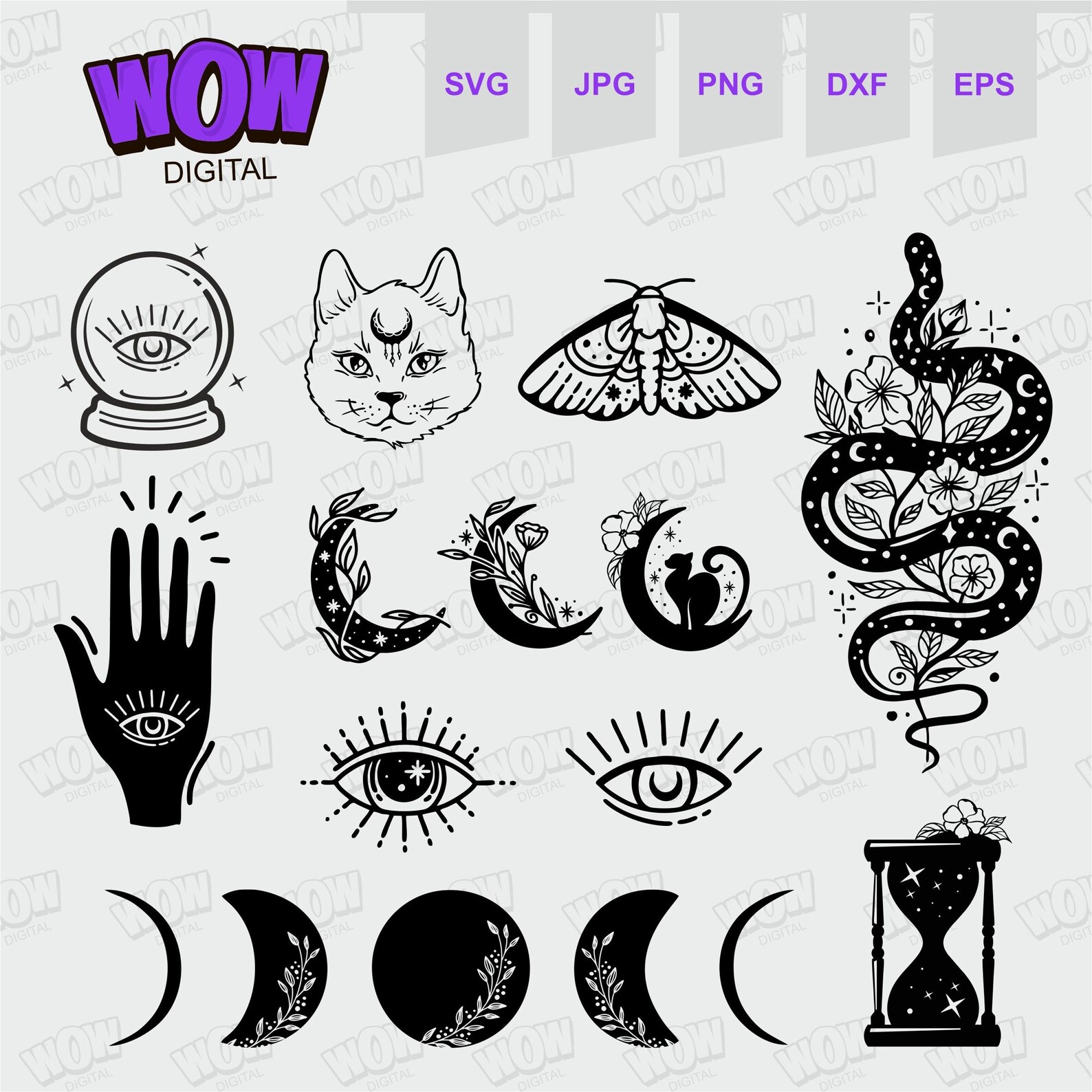 Mystical Svg Moon Svg Moon Cat Svg Celestial Svg Bundle - Etsy