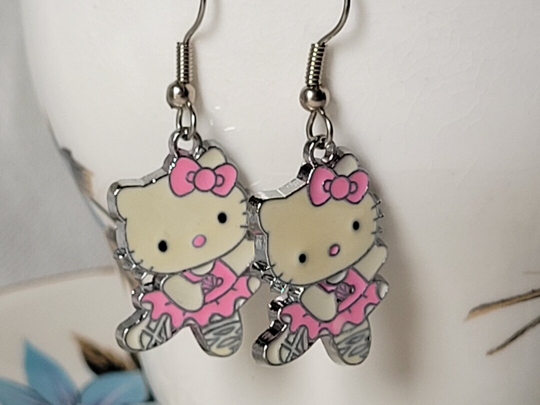 HELLO KITTY Ballerina Pink Tutu Dangle Wire Earrings - Etsy
