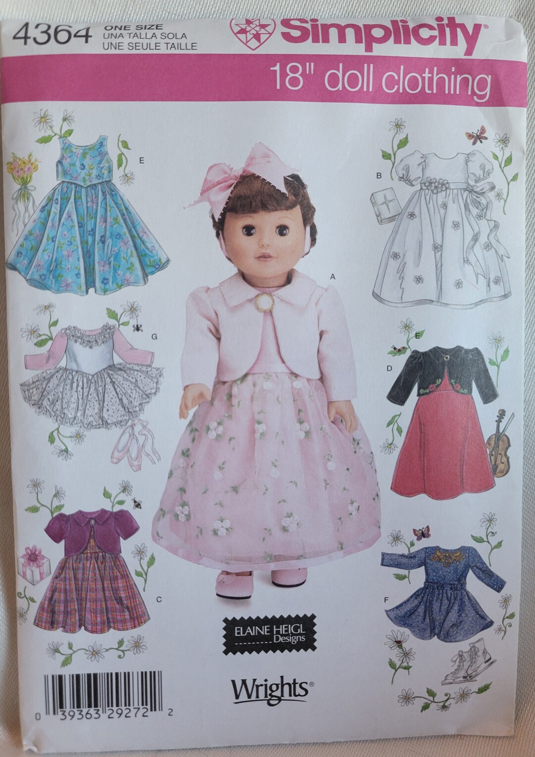 Simplicity 4364 Doll Sewing Pattern 18 Inch Doll Clothes Skirt. Over ...