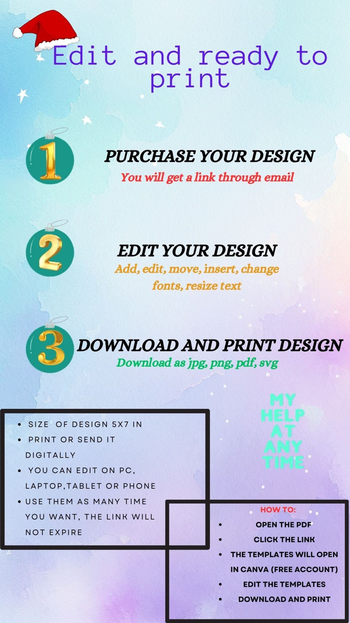 10 Editable Christmas Party Invitation Holiday Bundle Family - Etsy