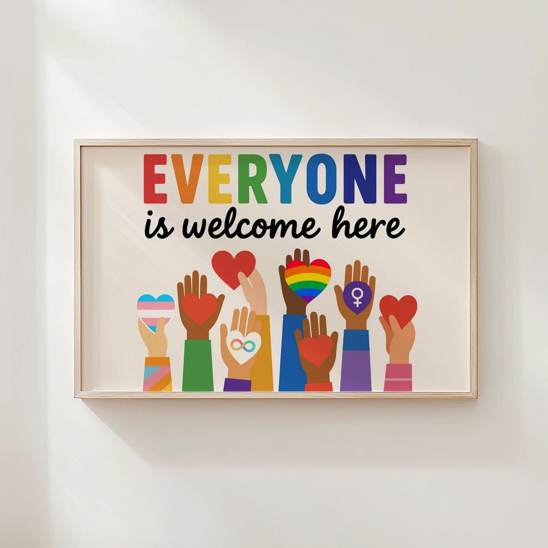 Everyone is Welcome Poster, Motivational Classroom Wall Art, Therapy ...