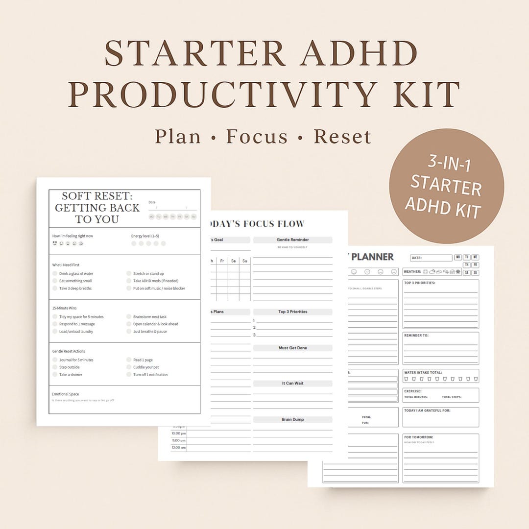 ADHD Planner Bundle - Printable & Fillable PDF | Productivity Planner ...