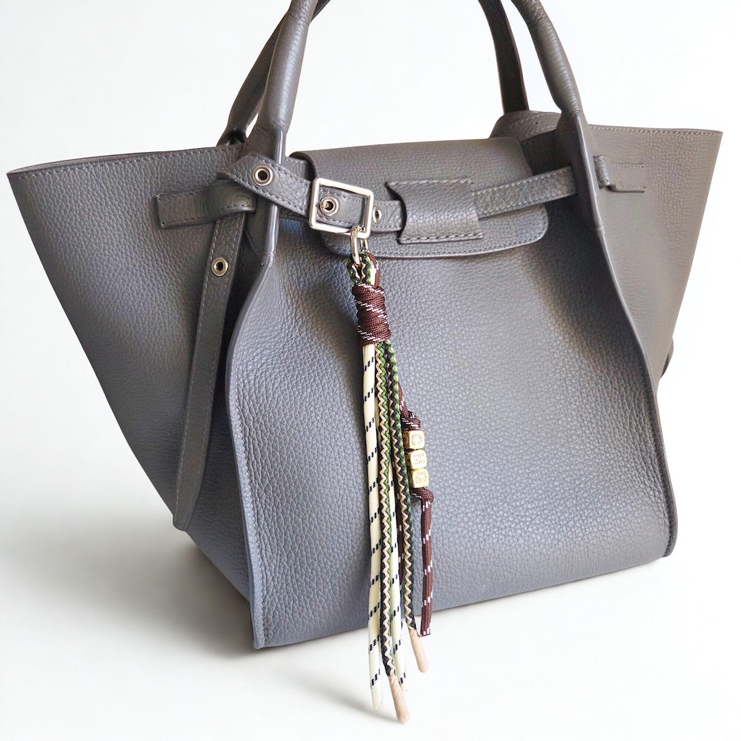 Personalized Bag Charm, Custom Rope Purse Charm With Gold Letter Beads ...